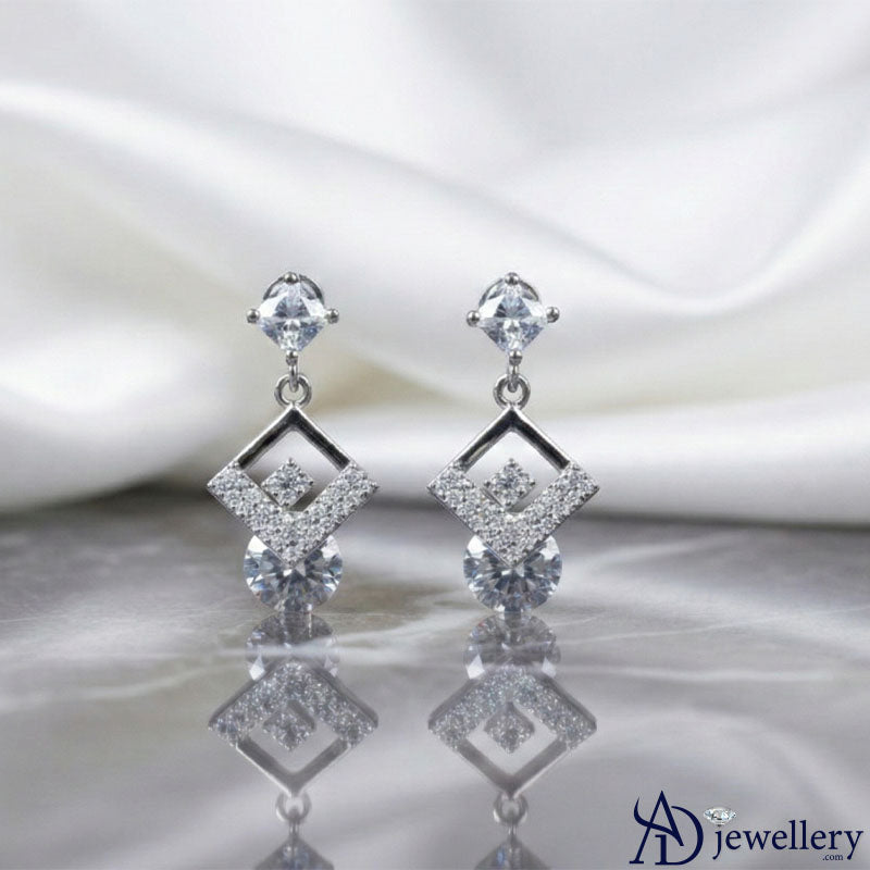 Silver Diamond Kite Dangle Earrings – ADjewellery